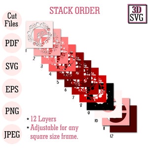 3D Monogram Shadow Box Svg, 3D Split Monogram A-Z Shadow Box Svg, 3D ...