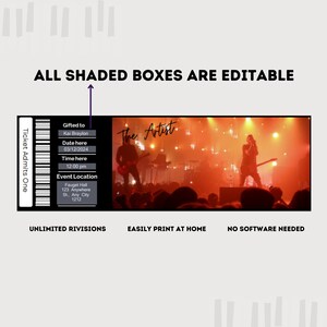 Editable Concert Ticket Template, Printable Concert Ticket Ticket ...