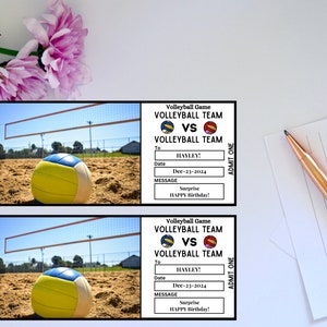 Volleyball Ticket Template, Canva Editable Template for Volleyball ...