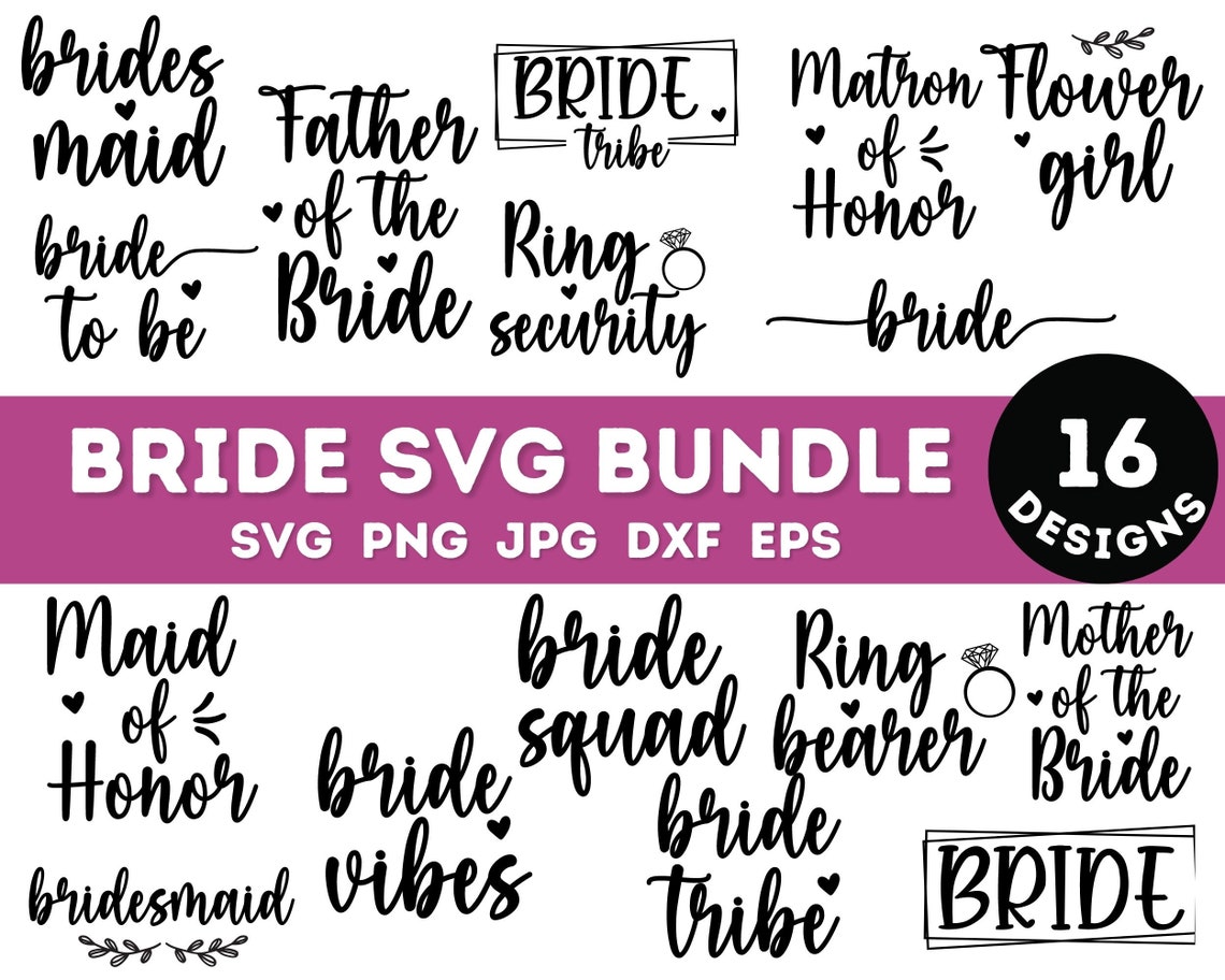 Bride Svg Wedding Svg Bridal Party Svg Bridesmaid Svg - Etsy