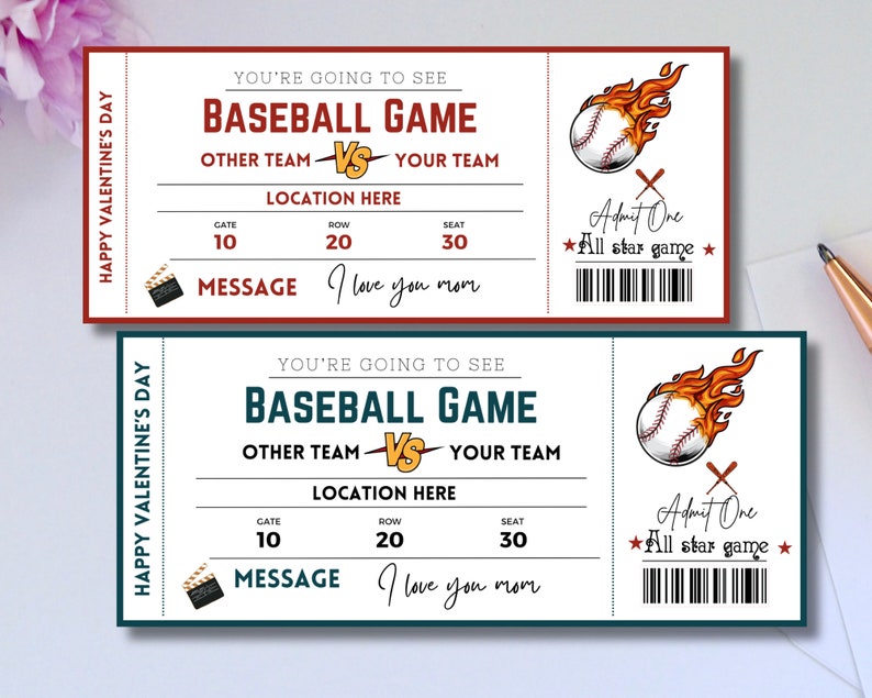 Editable Baseball Game Surprise Ticket, Baseball Game Ticket, Sports ...