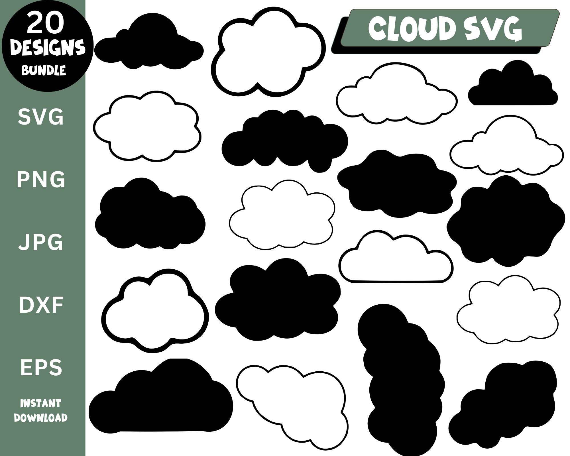 Cloud Svg Clouds Svg Cloud Clipart Cloud Cut File Cloud - Etsy Portugal