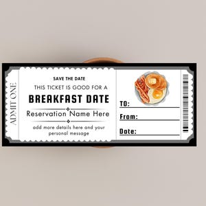 Breakfast Voucher Template, Breakfast Invite, Surprise Breakfast ...