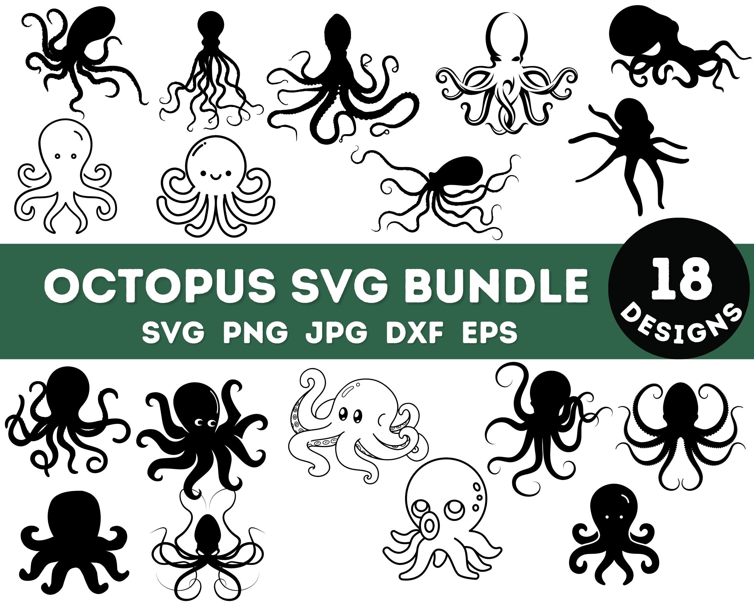 Octopus Svg Octopus Clipart Kraken Svg Tentacles Svg Ocean - Etsy