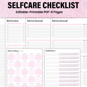 Editable Self Care Checklist Bundle, Self Care Checklist Printable ...