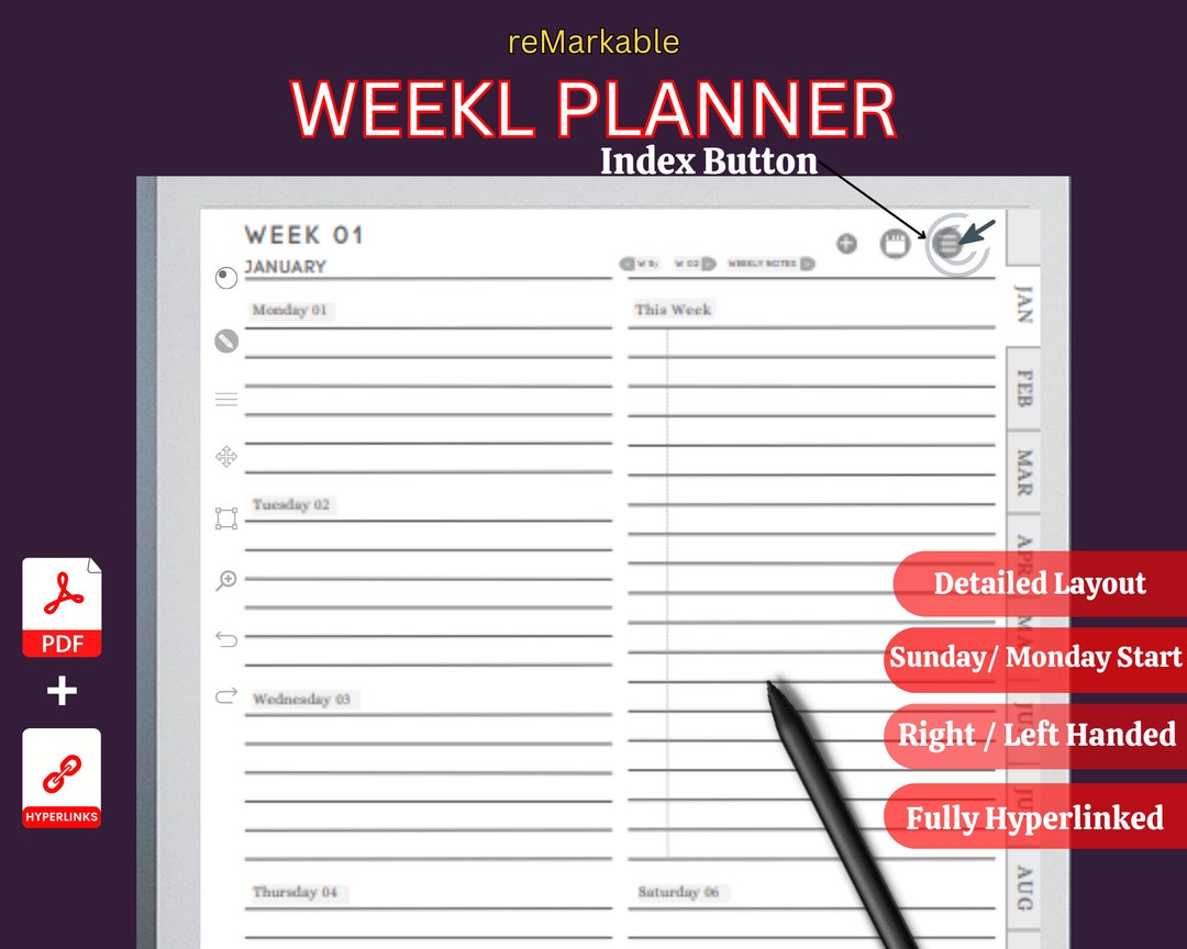 Remarkable Templates, Remarkable Weekly Planner, Remarkable Template ...