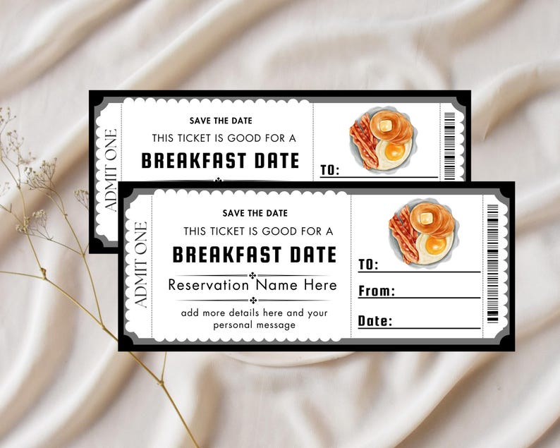 Breakfast Voucher Template, Breakfast Invite, Surprise Breakfast ...