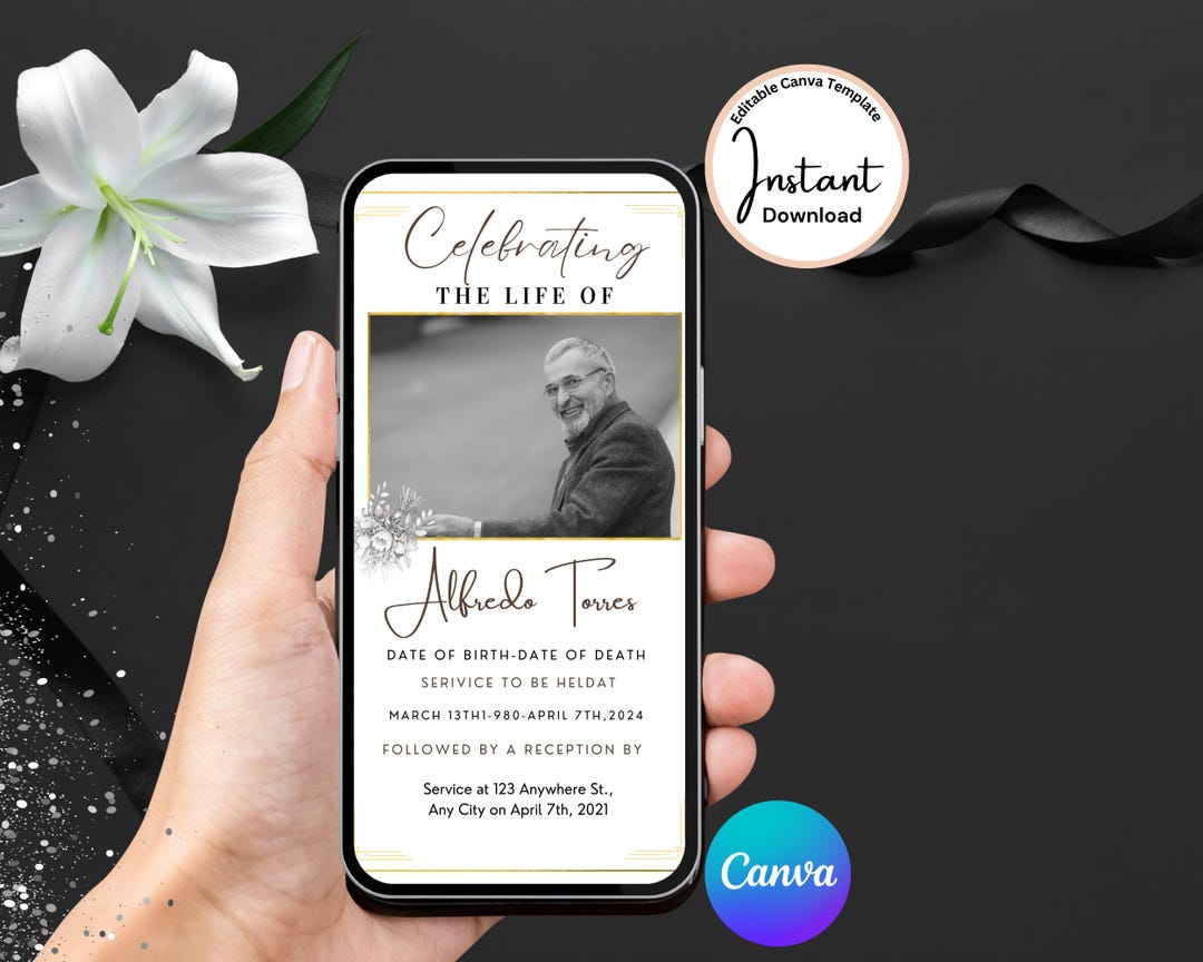 Editable Funeral Invitation, in Loving Memory, Funeral Invite ...