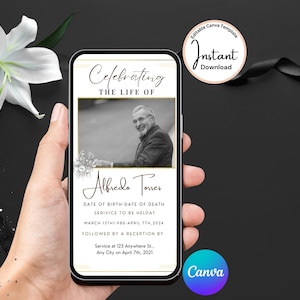 Editable Funeral Invitation, in Loving Memory, Funeral Invite ...