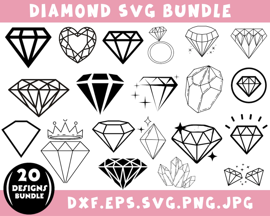 20 Designs Diamond Svg Bundle, Diamond Png, Diamond Vector, Diamond Cut ...