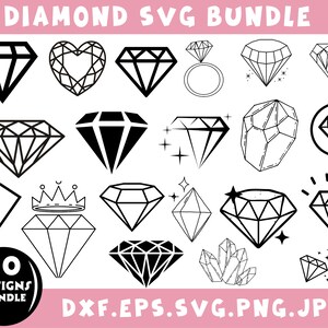 20 Designs Diamond Svg Bundle, Diamond Png, Diamond Vector, Diamond Cut ...