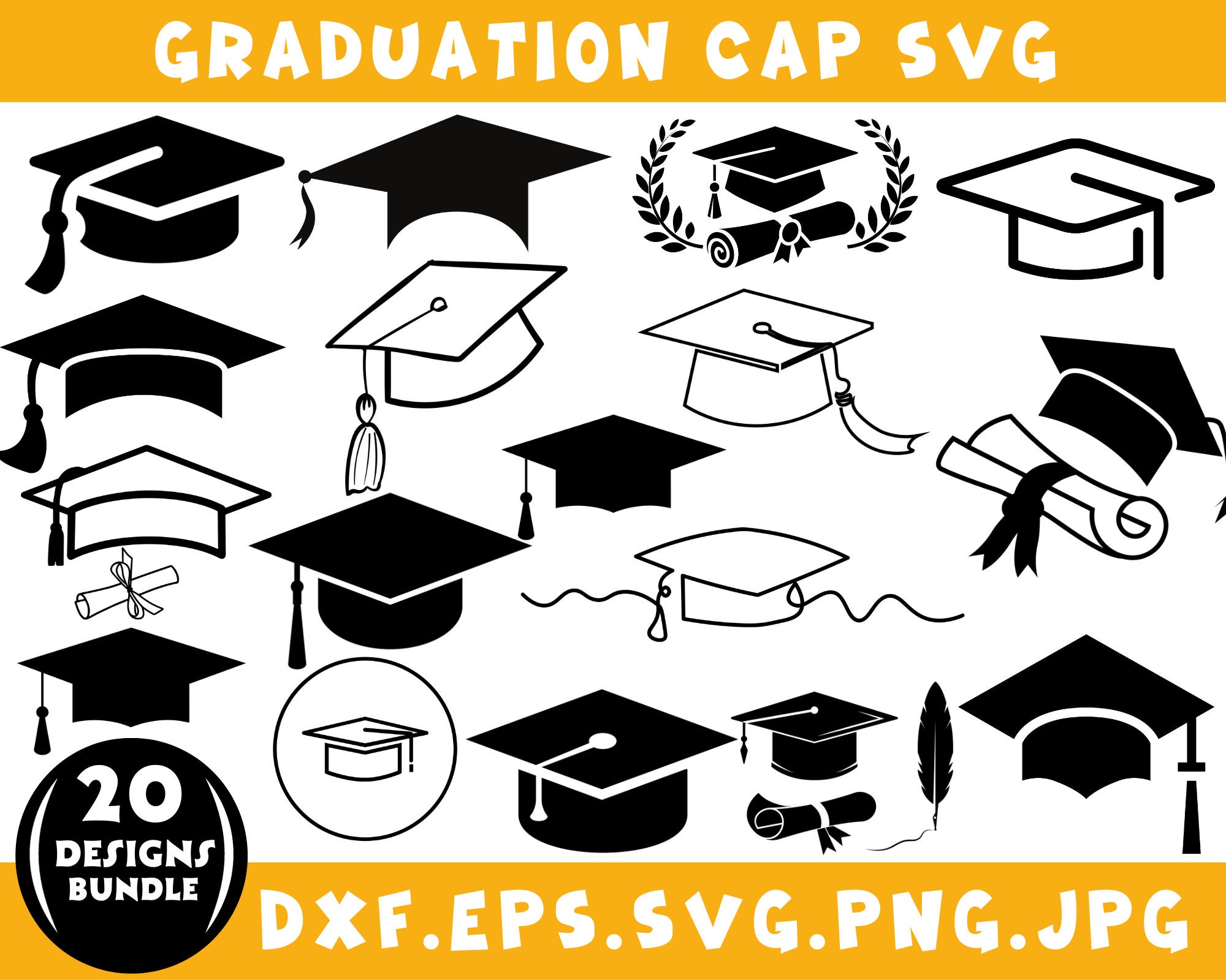 Graduation Hat Svg Bundle Graduation Clipart Graduation Svg - Etsy