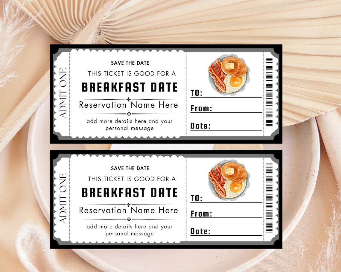 Breakfast Voucher Template, Breakfast Invite, Surprise Breakfast ...