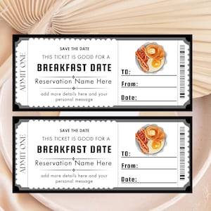 Breakfast Voucher Template, Breakfast Invite, Surprise Breakfast ...