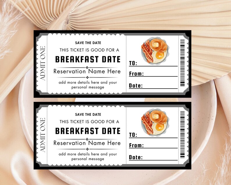 Breakfast Voucher Template, Breakfast Invite, Surprise Breakfast ...