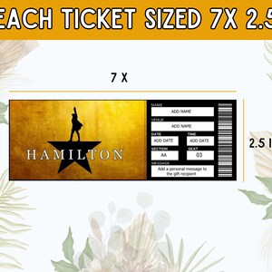 Printable Hamilton Theatre Show Ticket Template, Surprise Gift Ticket, Event Ticket, Editable ...