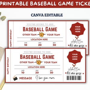 Editable Baseball Game Surprise Ticket, Baseball Game Ticket, Sports ...