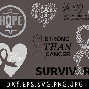 Brain Cancer Svg, Cancer Ribbon Svg, Cancer Survivor Svg, Cancer ...