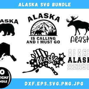 Alaska Svg Bundle, Alaska Png Bundle, Alaska Silhouette Designs, Alaska ...