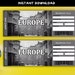 Printable Europe Surprise Trip Ticket Template, Europe Surprise Ticket ...