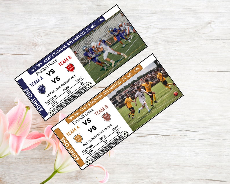 Football Game Ticket Template, Football Game Surprise Gift, Anniversary ...
