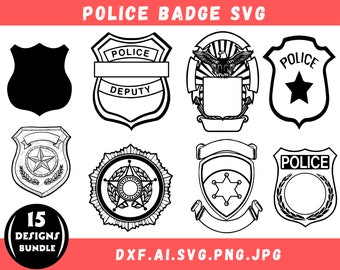 Police Badge Svg Bundle, American Police Badge Outline Svg Png, Security Badge Svg, Easy Cut ...