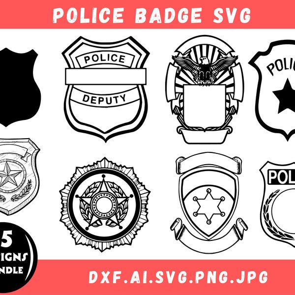 Police Badge Outline Svg - Etsy