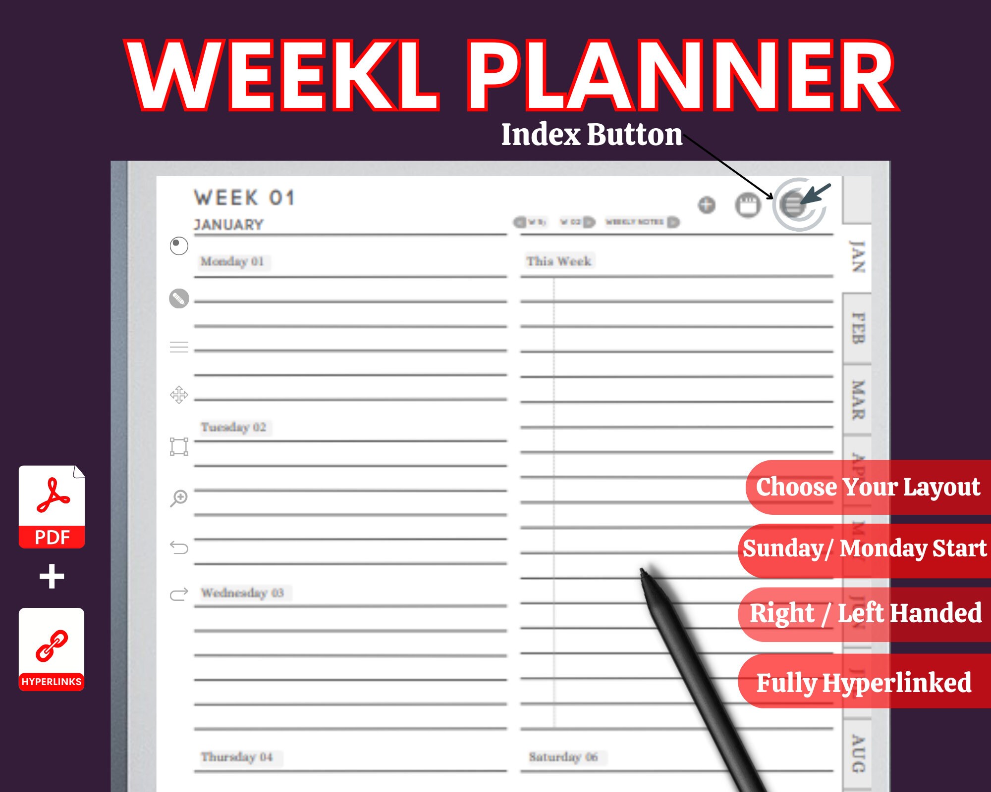 Remarkable 2 Weekly Planner 2023-2024, Remarkable Templates, Remarkable ...