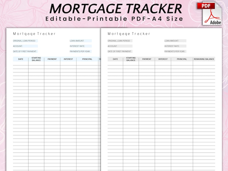 Editable Mortgage Payoff Tracker, House Loan Tracker, Finance Sheet ...