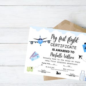 Editable First Flight Certificate, First Vacation Gift, Editable ...