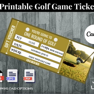Surprise Golf Ticket, Surprise Trip, Gift Voucher, Ticket Template for ...