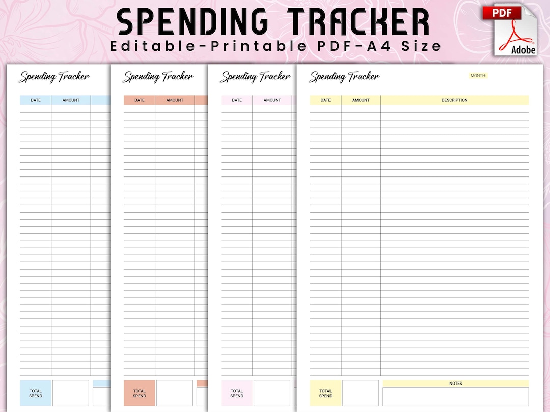 Editable Spending Tracker, Expense Tracker, Spending Planner, Spending ...