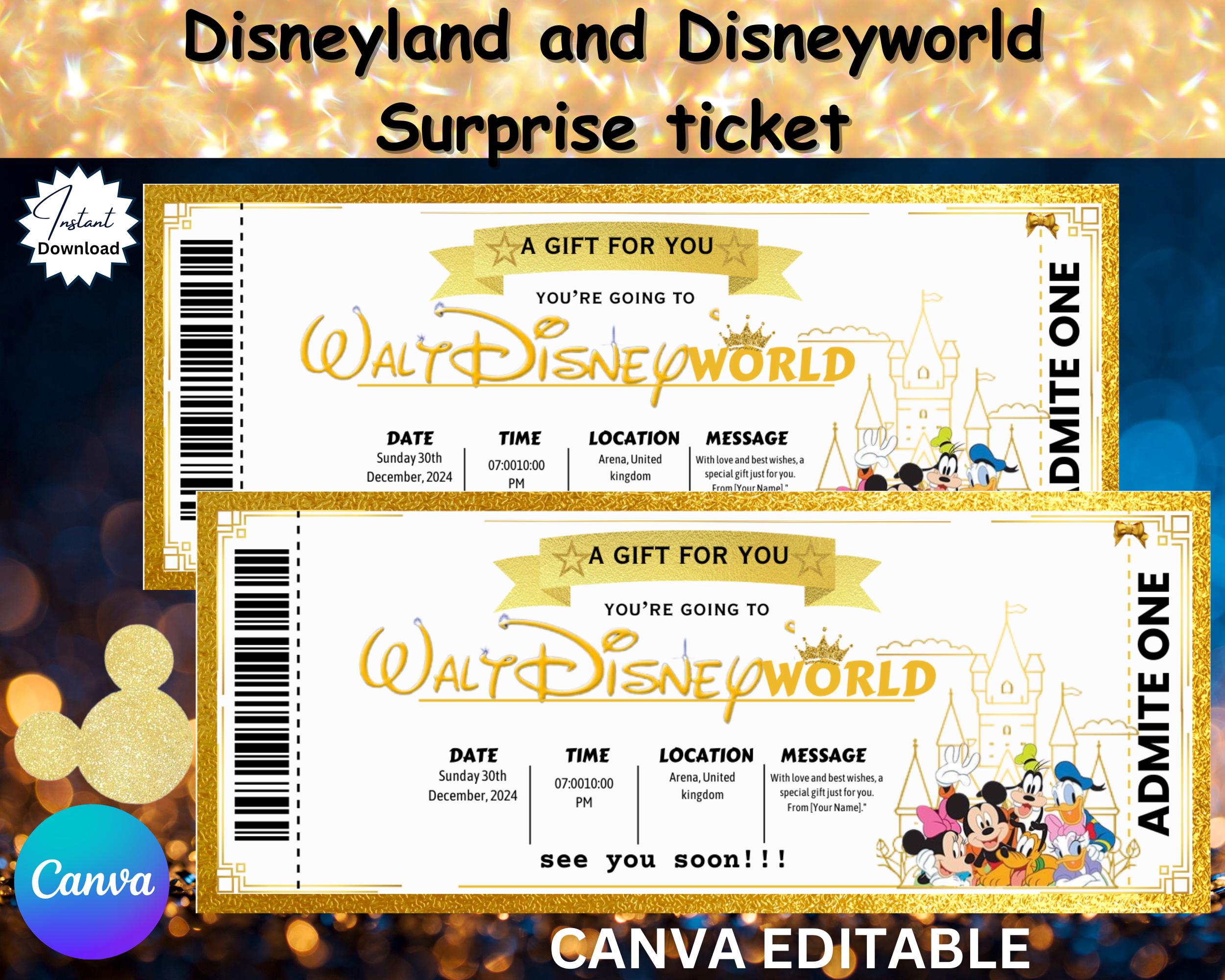 Custom Disneyland Ticket, Disneyland Trip Gift Ticket, Surprise ...