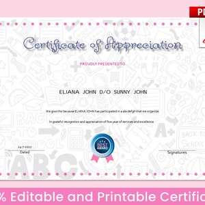 Editable Certificate of Completion Template, Certificate of Achievement ...