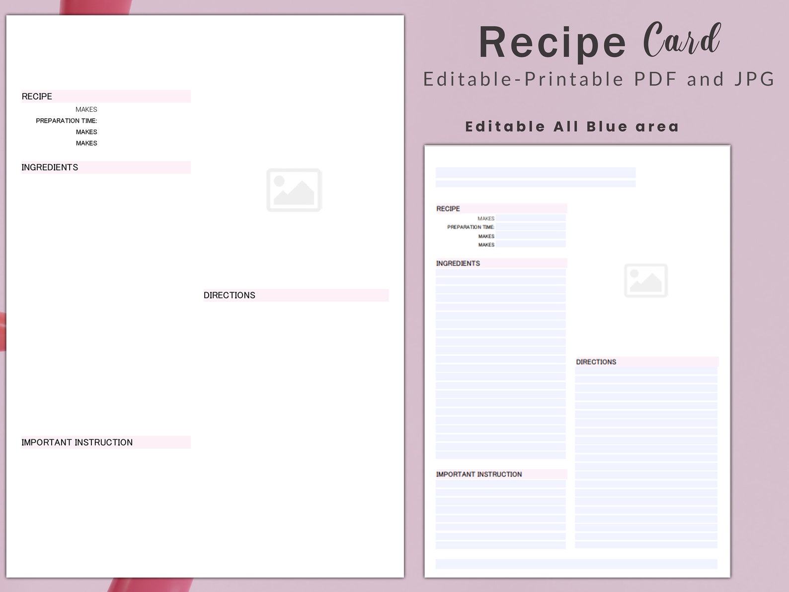 Editable Recipe Template, Printable Recipe Book, Editable Recipe Page ...
