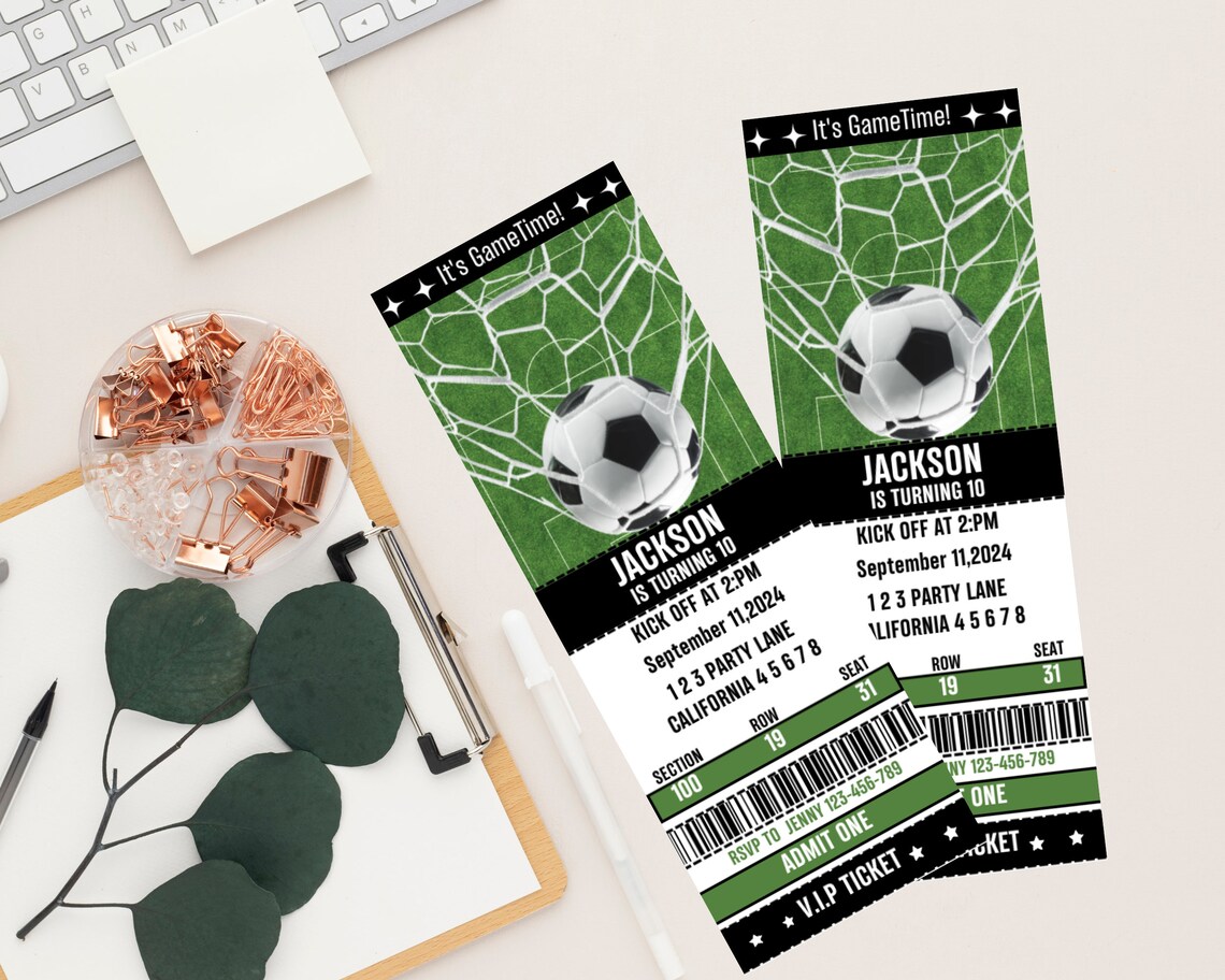 Soccer Ticket Birthday Invitation, Printable Soccer Ticket Invitation ...