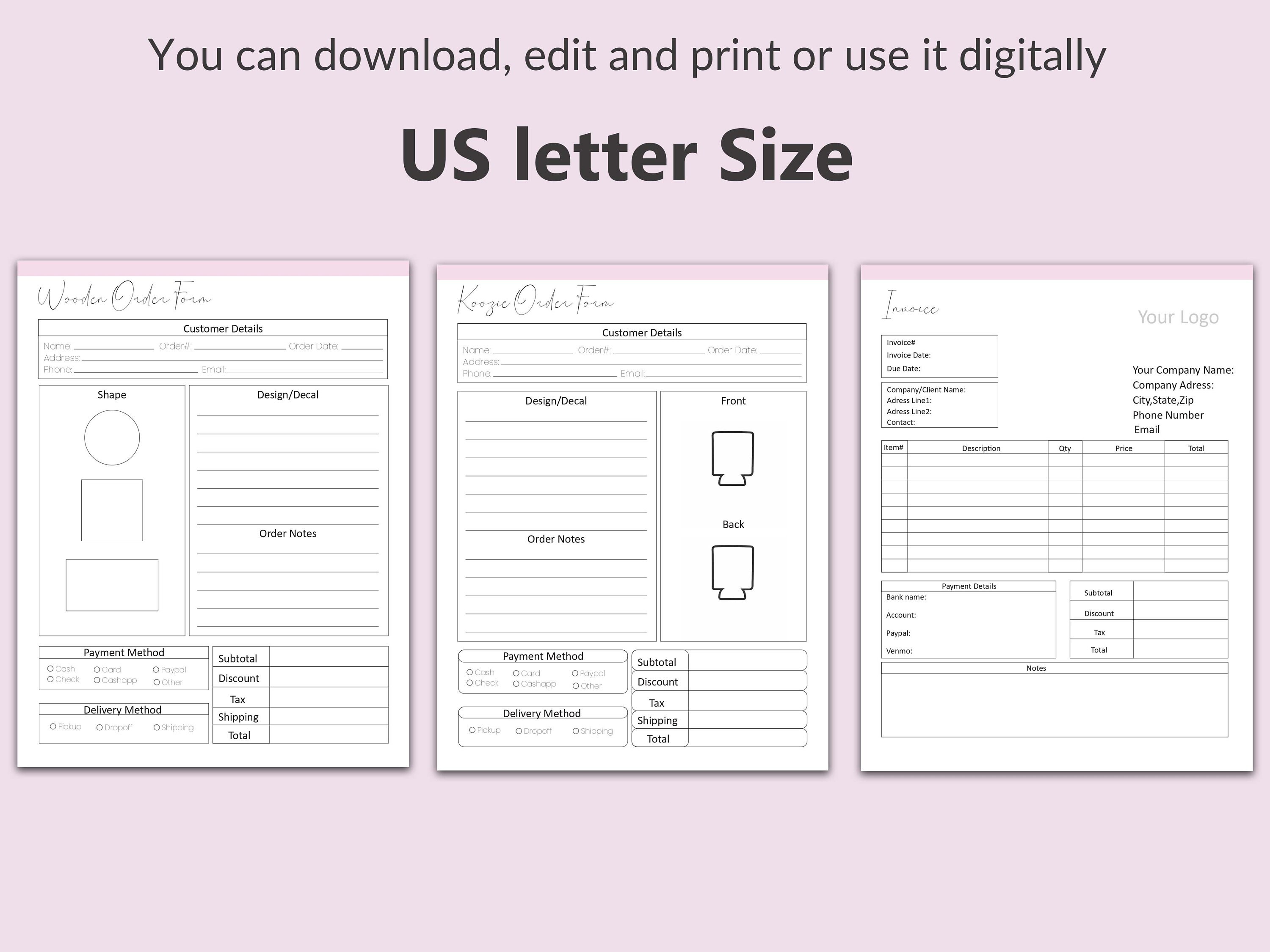 15 Printable Order Forms Bundle Order Form Template - Etsy
