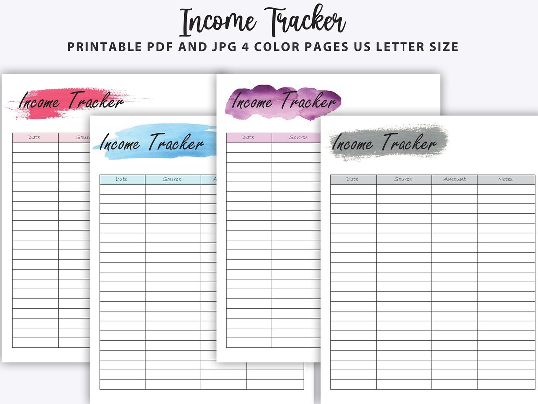 Income Tracker Printable, Monthly Income Tracker, Income and Expense ...