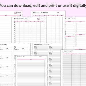 Editable Office Task Planner Set, Printable Work Schedule Planner ...