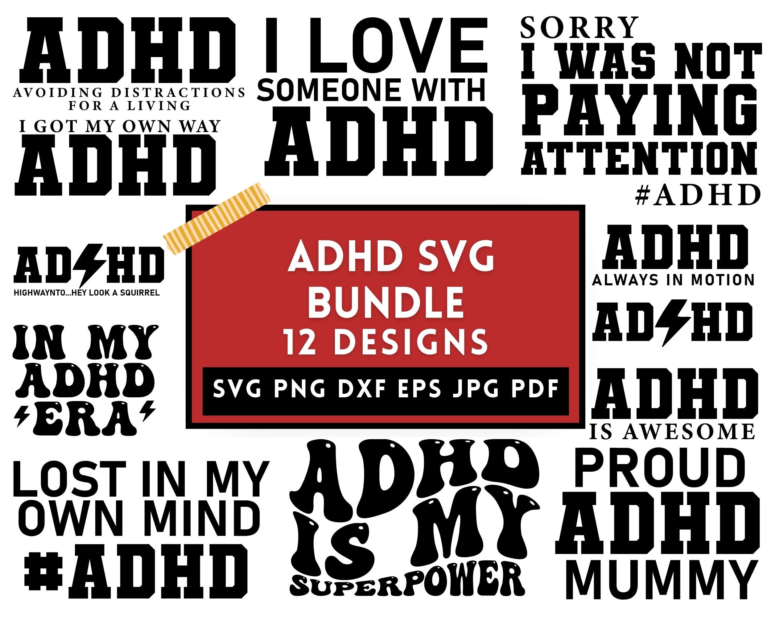 Adhd Svg Bundleadhd Png Adhd Svg Pngsvg Files for Cricut - Etsy