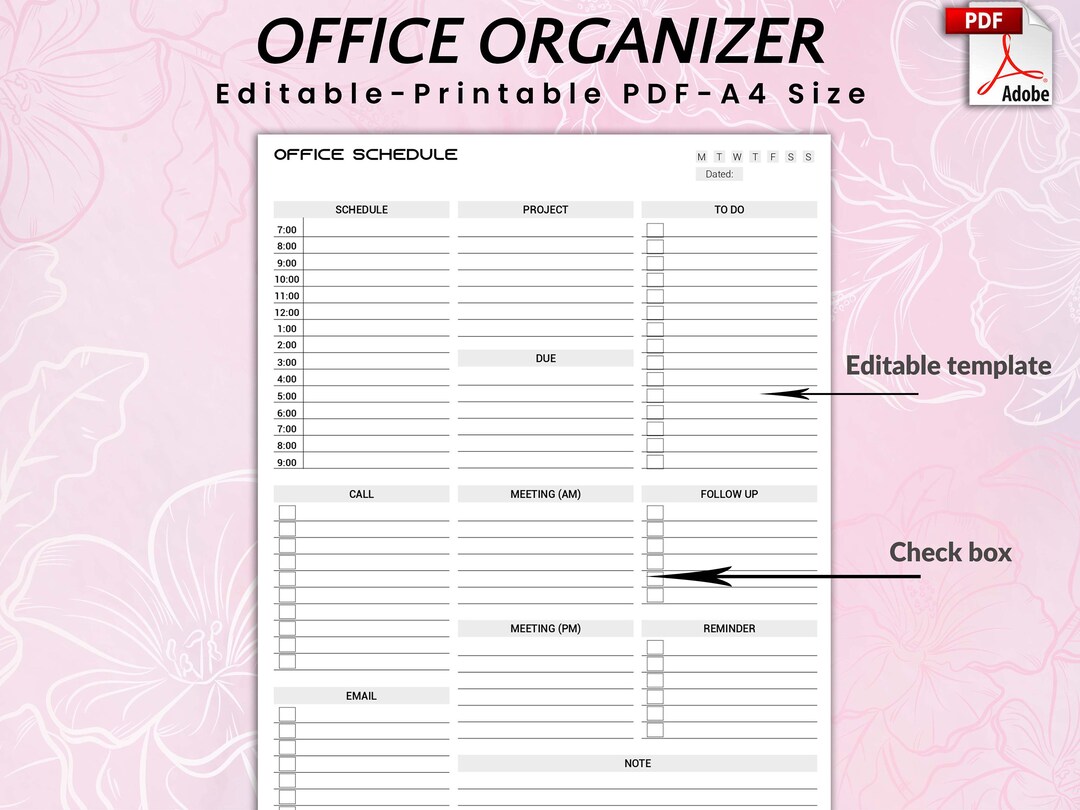 Editable Office Organizer, Office Task Planner Set, Printable Work ...