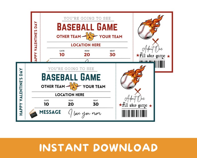 Editable Baseball Game Surprise Ticket, Baseball Game Ticket, Sports ...