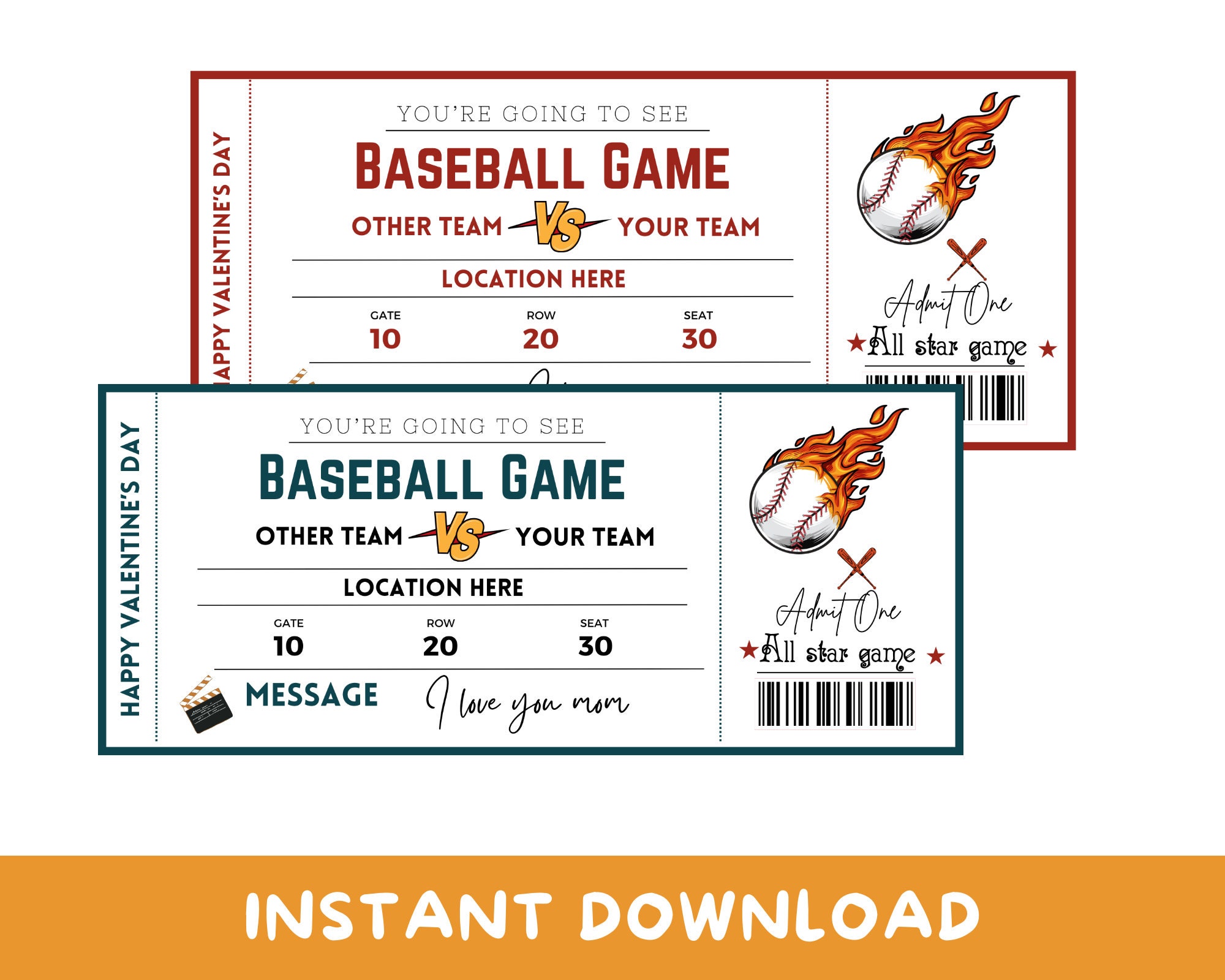 Editable Baseball Game Surprise Ticket, Baseball Game Ticket, Sports ...