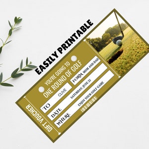 Surprise Golf Ticket, Surprise Trip, Gift Voucher, Ticket Template for ...