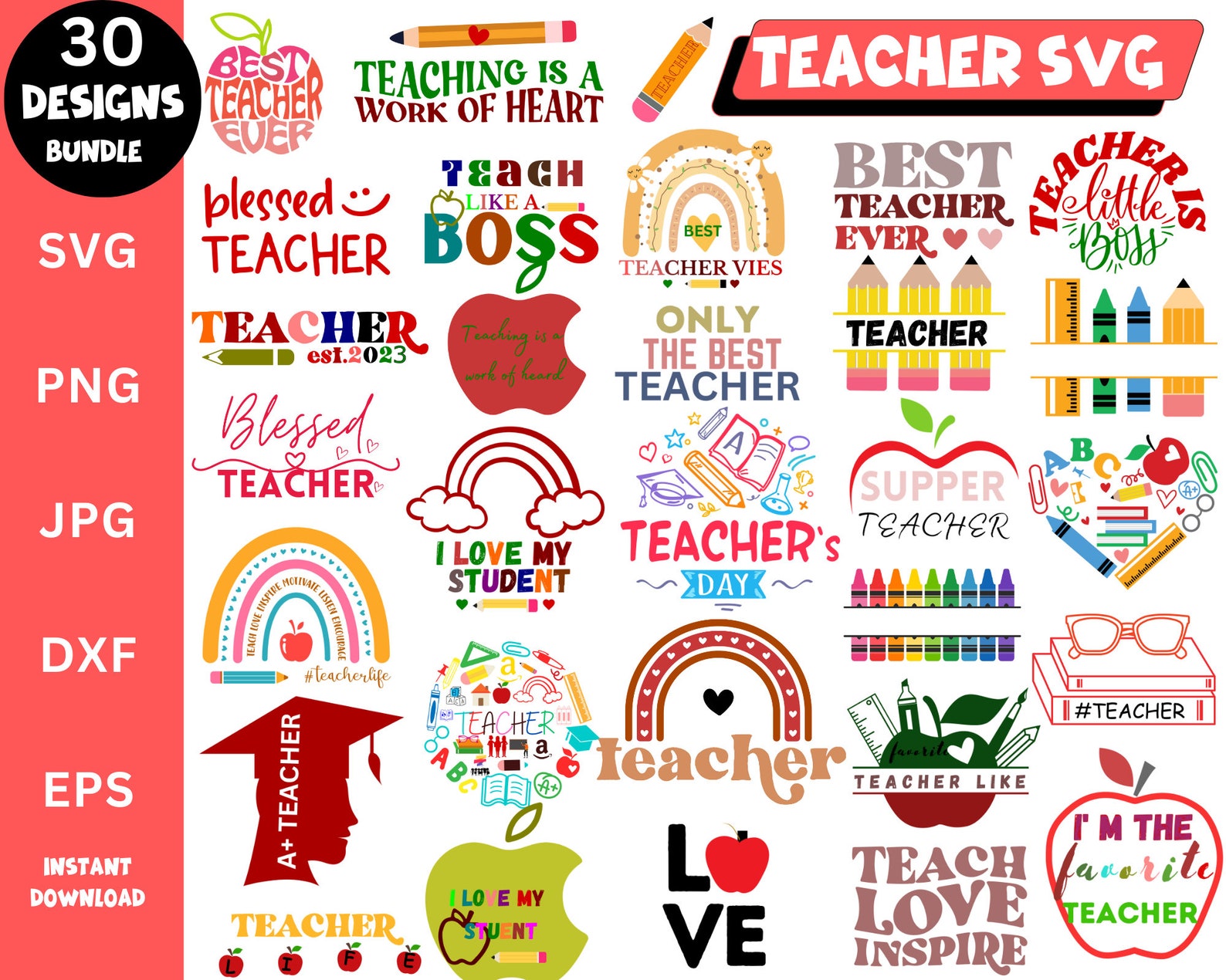 Teacher Svg Bundle Teacher Appreciation Svg Teacher Shirt - Etsy