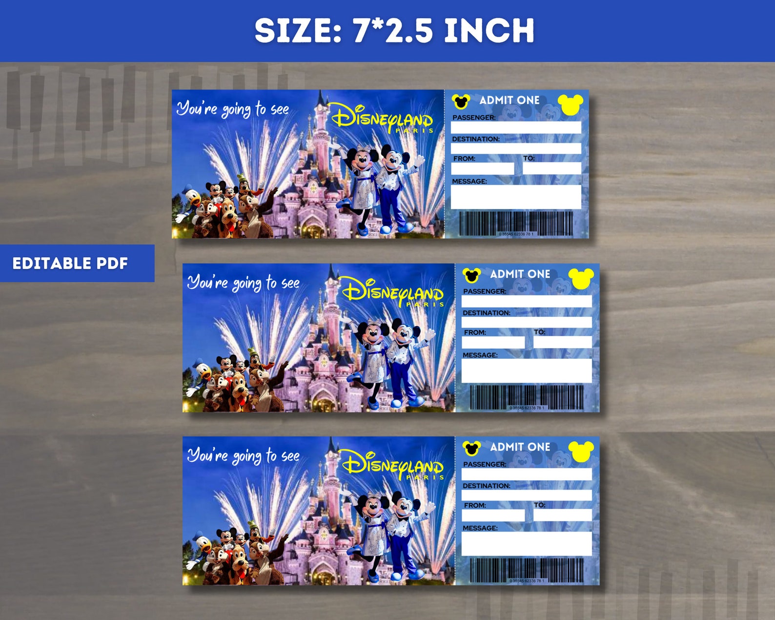 Disneyland Surprise Broadway Ticket Template, Disneyland Ticket ...