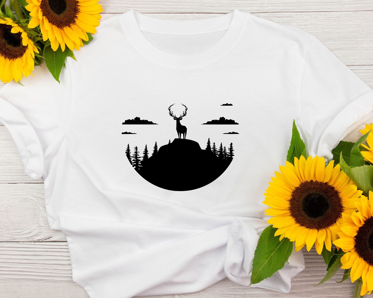 Wooded Deer Scene Svg,deer Scene Forest Dxf,deer Svg,deer Cnc File Wall ...