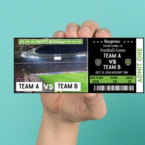 Football Game Ticket, Gift Voucher, Instant Download, Editable Template ...