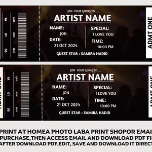 Editable Concert Ticket Template, Concert Ticket Pdf, Ticket Template ...