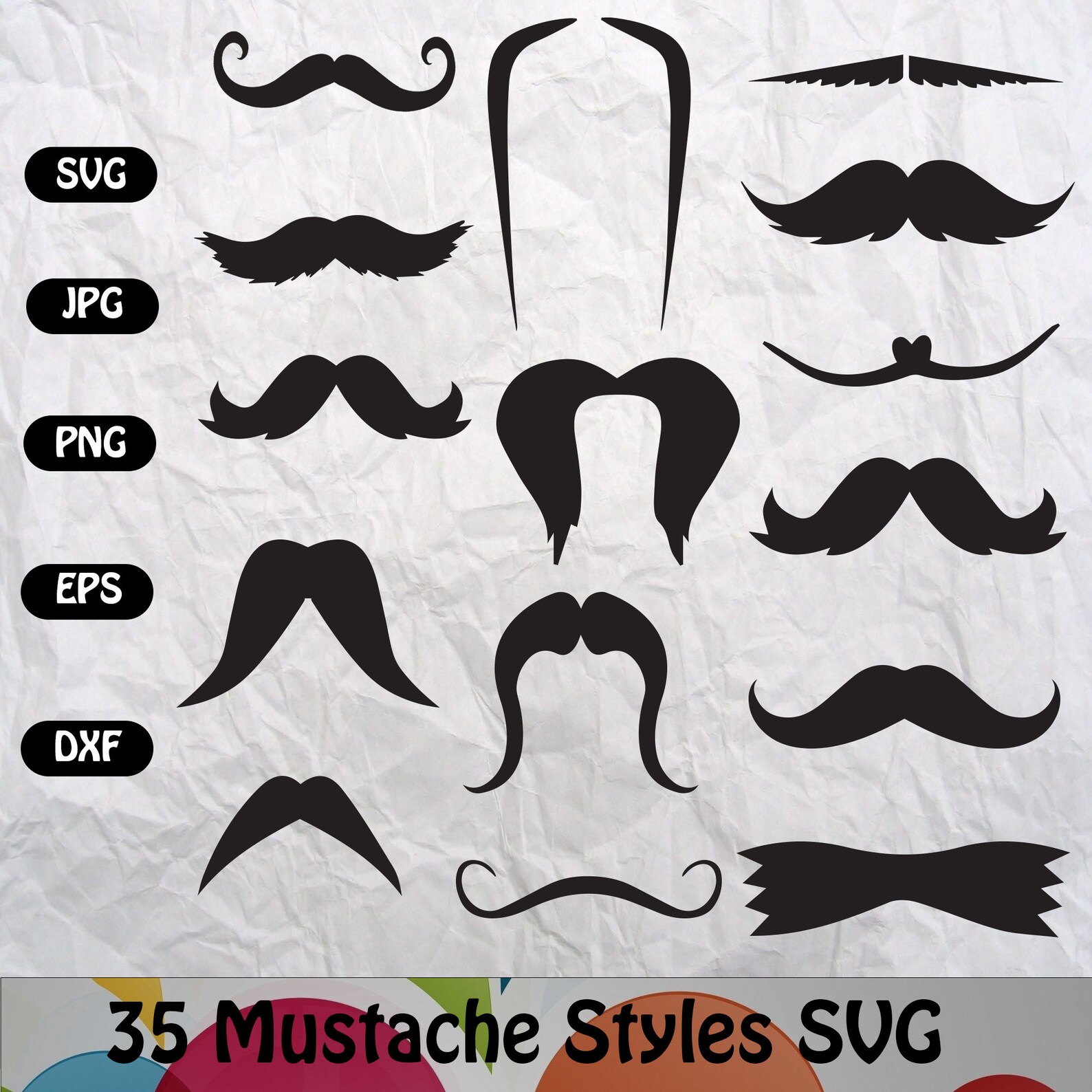 Mustache Styles Svg Bundle, Mustache Styles Png, Moustache Clipart ...